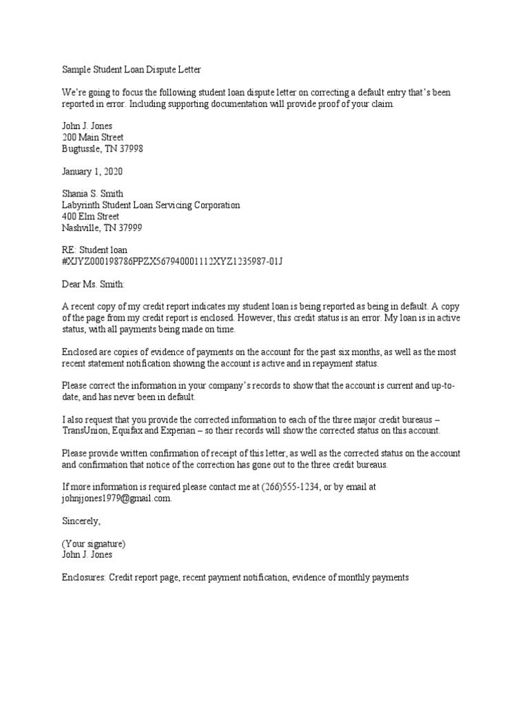 Student Loan Dispute Letter Template | PDF | Law