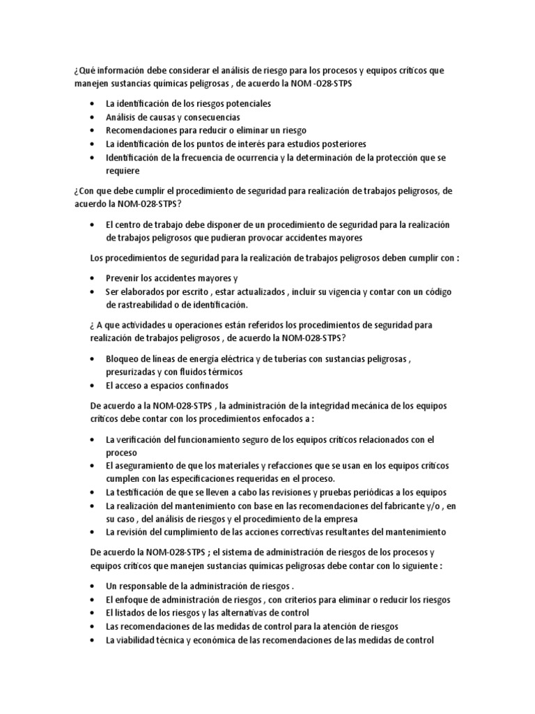 Nom 028 Stps | PDF | Riesgo | Energía y recursos