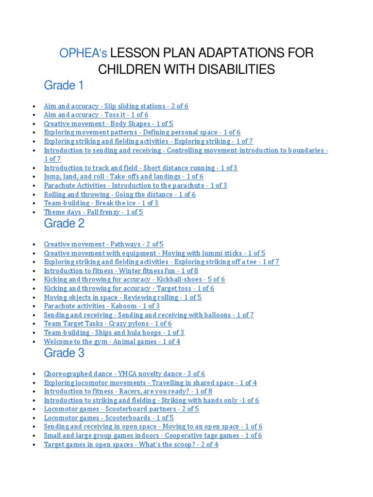 Lesson Plans for Disabilities Adaptation | PDF | Career & Growth ...