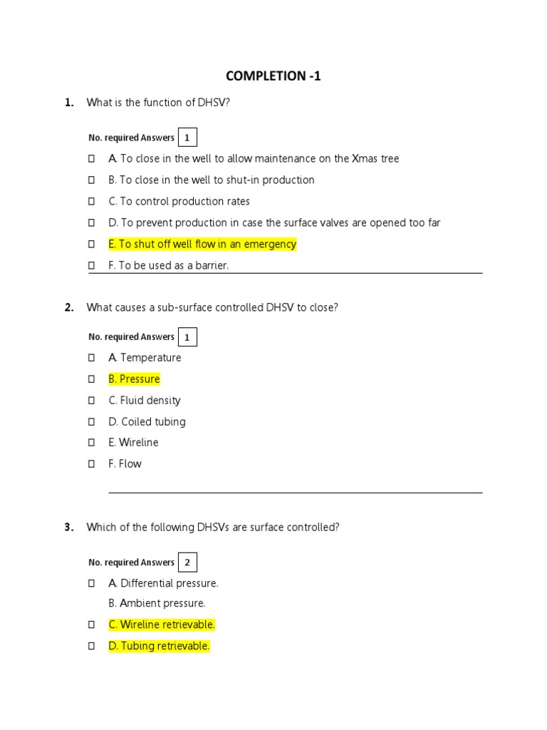 DHSV and Well Completion Functions | PDF | Gases | Manufactured Goods