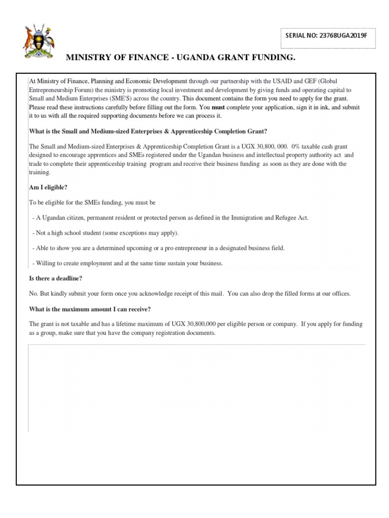 Grants Application Form | PDF | Small And Medium Sized Enterprises ...