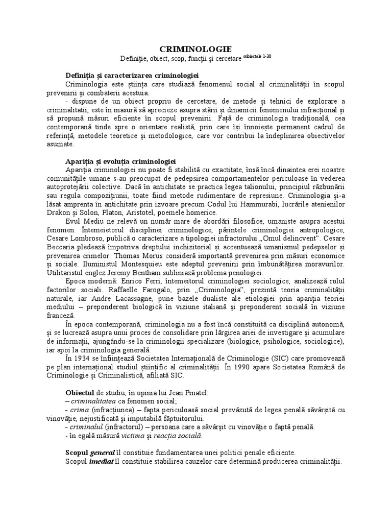 Criminologie Rezumat | PDF