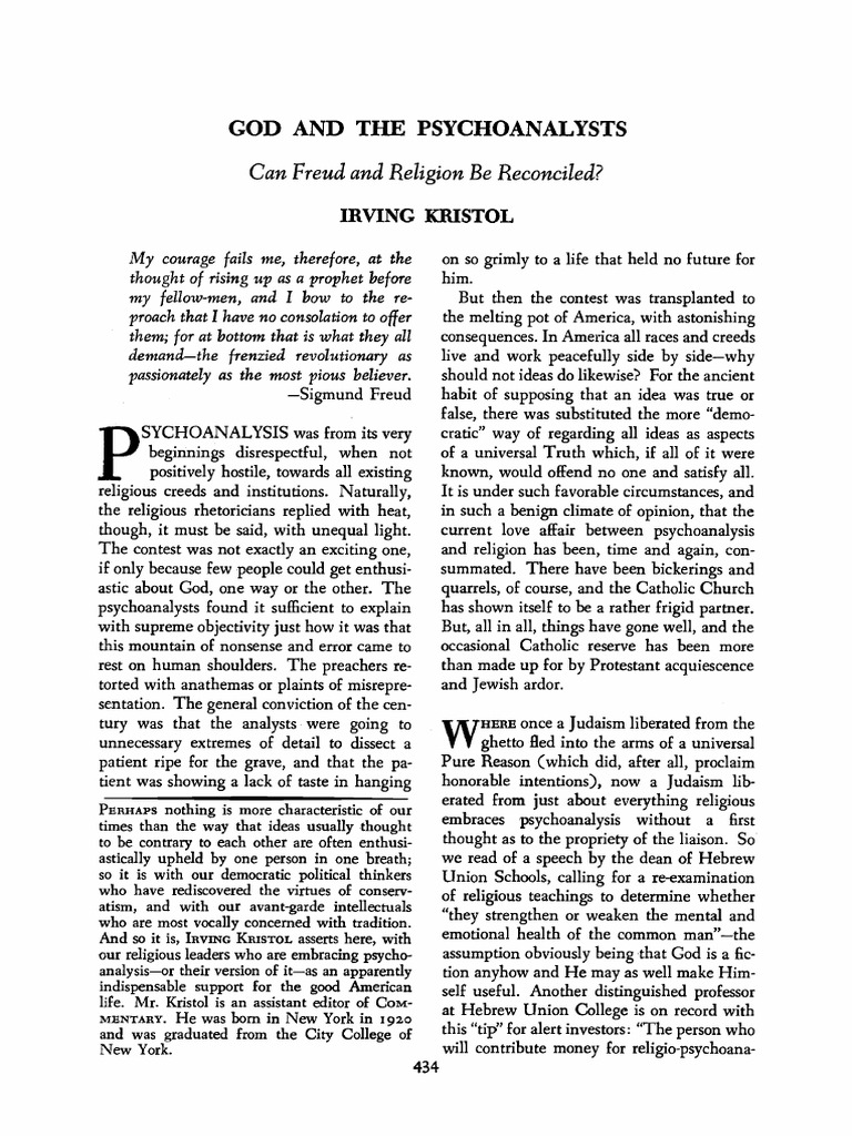 God and The Psychoanalysts: Can Freud and Religion Be Reconciled? | PDF ...