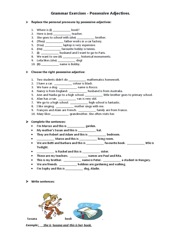 Possessive Adjectives - Grammar Exercises | PDF | Language Arts ...