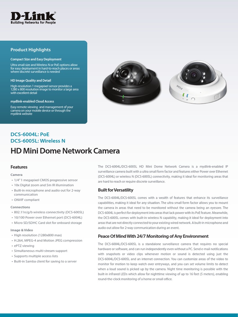 HD Mini Dome Network Camera: Product Highlights | PDF | File Transfer ...