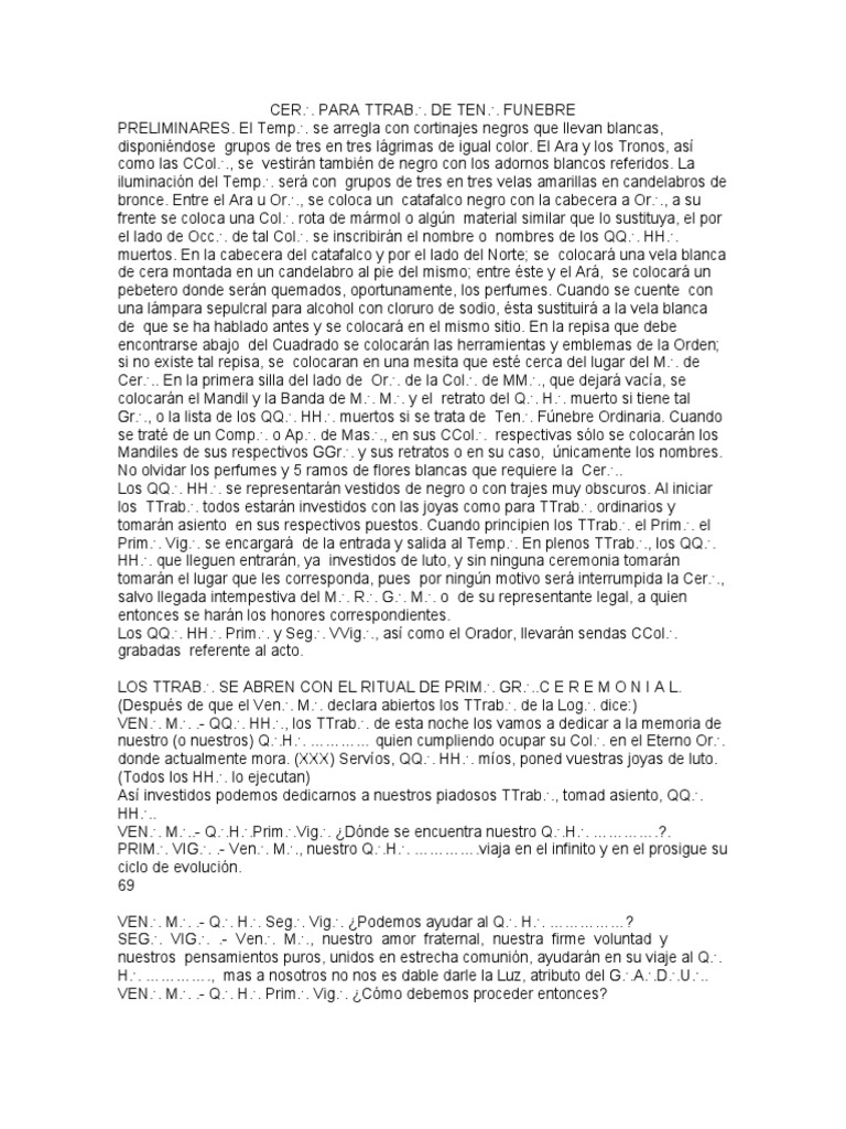 Ceremonia Tenida Funebre | PDF | Inmortalidad | Muerte