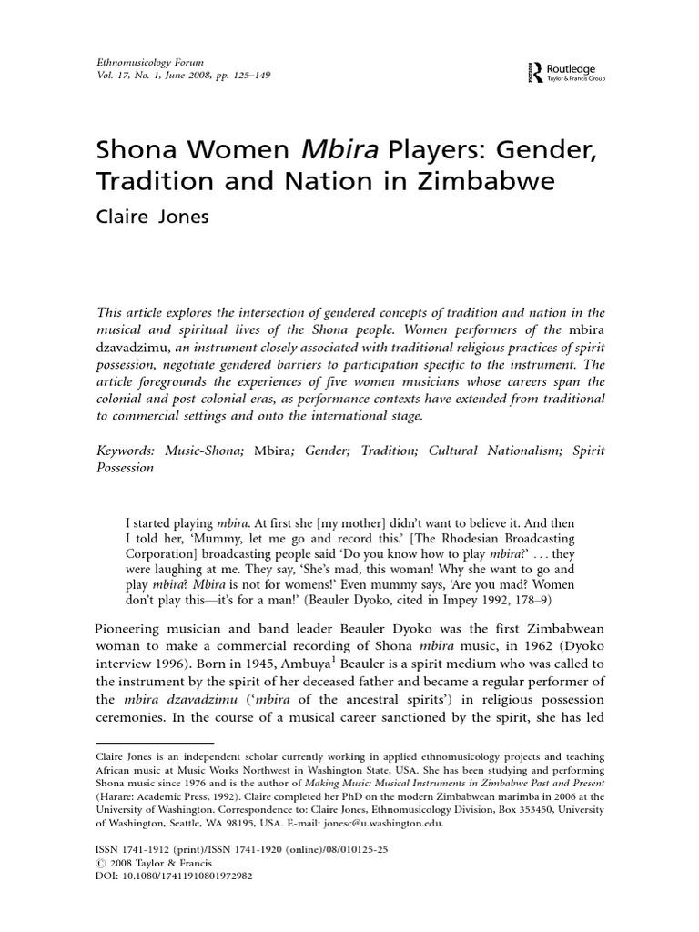 Shona Women and Mbira: Tradition & Gender | PDF | Zimbabwe | Traditions
