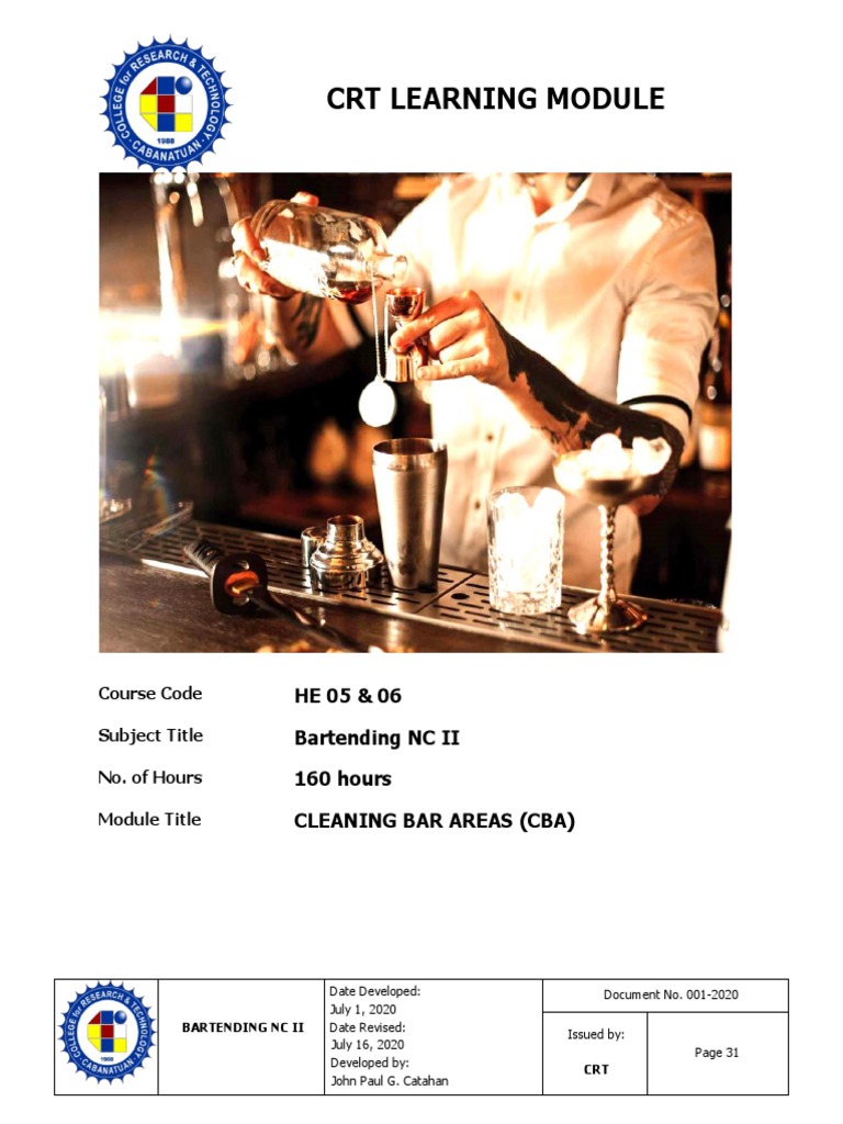 Learning Module 3 - BARTENDING | PDF