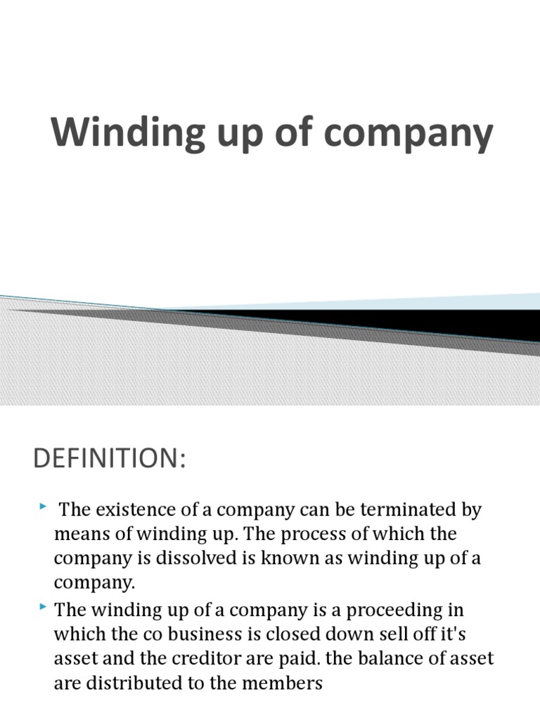 Winding Up of a Company Explained | PDF