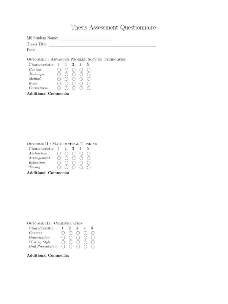 MS Thesis Assessment Rubric | PDF | Theorem | Argument
