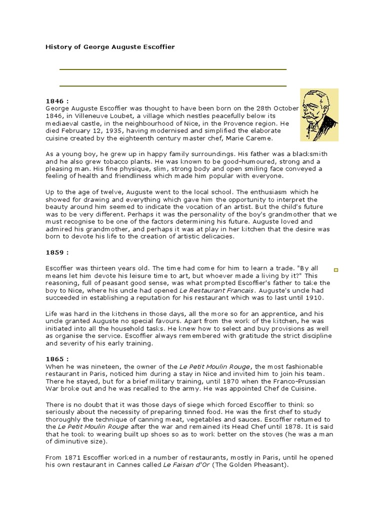 History of George Auguste Escoffier | PDF
