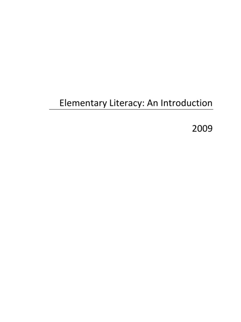 Introduction To Elementary Literacy | PDF | Phonics | Reading Comprehension