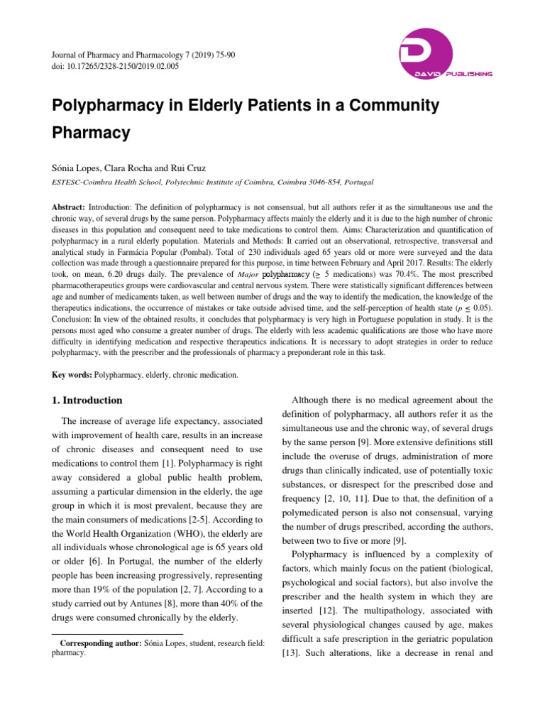 Polypharmacy in Elderly Patients in A Community Pharmacy | PDF ...