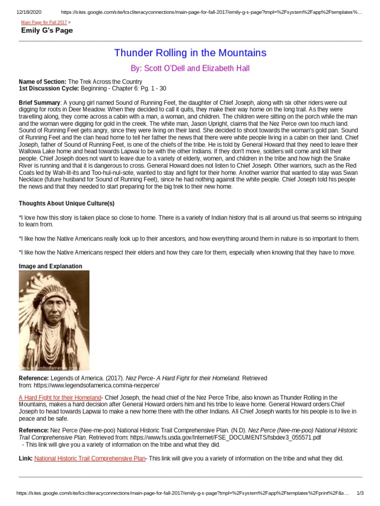 Thunder Rolling in The Mountains: By: Scott O'Dell and Elizabeth Hall | PDF