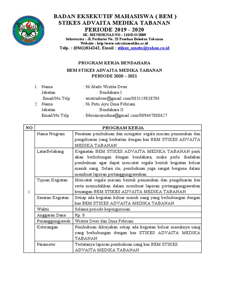 Proker Bendahara Bem 2020-2021 | PDF