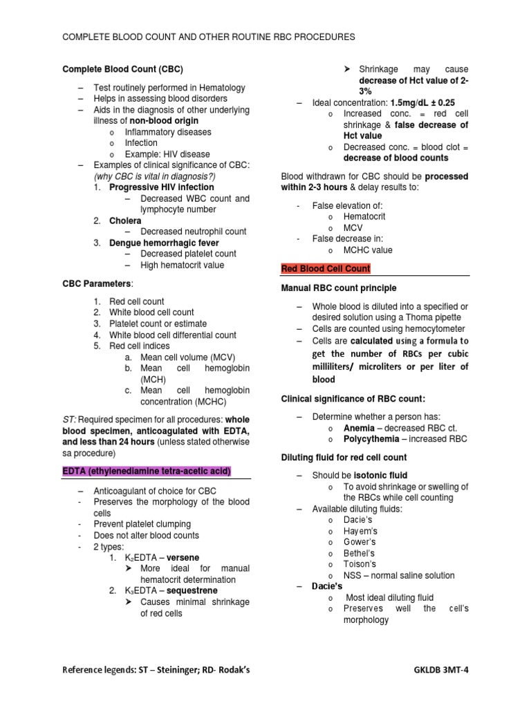 Complete Blood Count Pt. 1 (Module-Based) | PDF | Platelet | Clinical ...