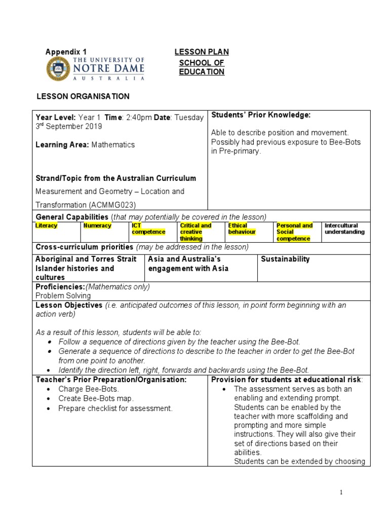 Bee-Bots Lesson Plan | PDF | Lesson Plan | Teachers