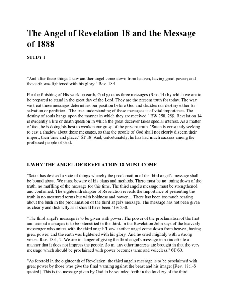 The Angel of Revelation 18 and the 1888 Message | PDF | Miracle | Angel