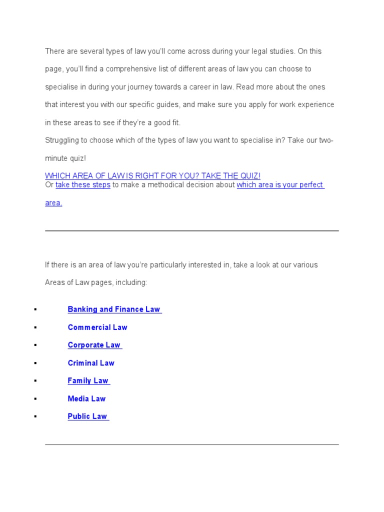 Which Area of Law Is Right For You? Take The Quiz! Take These Steps ...