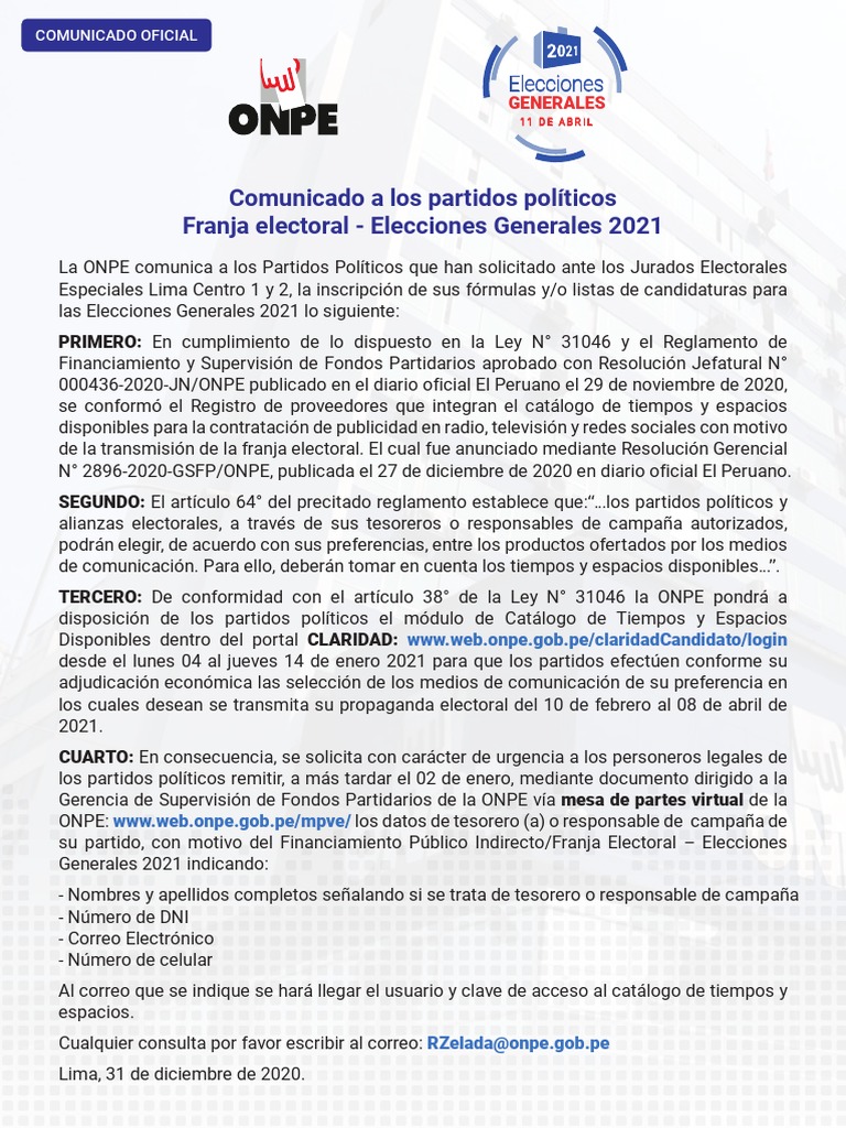 Comunicado Oficial 3 PDF | PDF | Partidos políticos | Gobierno