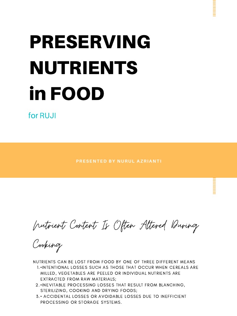 PRESERVING NUTRIENTS in FOOD | PDF | Stir Frying | Cooking
