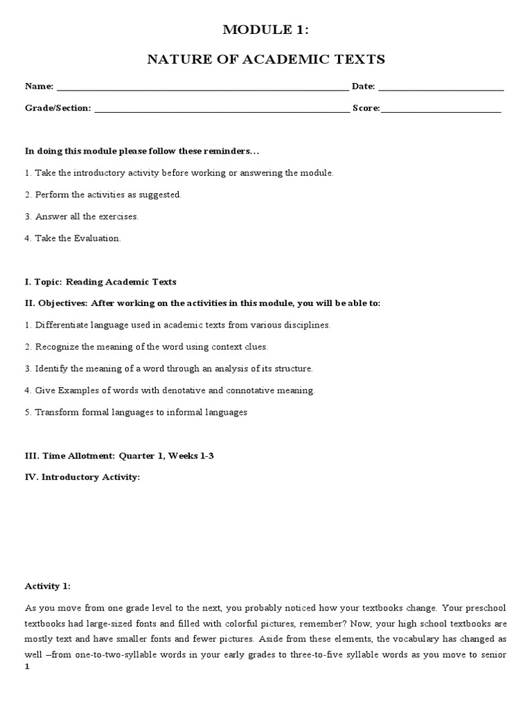 EAPP SHS Module 1 | PDF | Word | Vocabulary