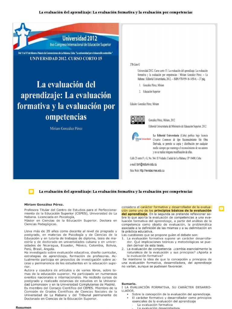 19-La Evaluación Del Aprendizaje. La Evaluación Formativa y La Evaluación Por Competencias (OK ...