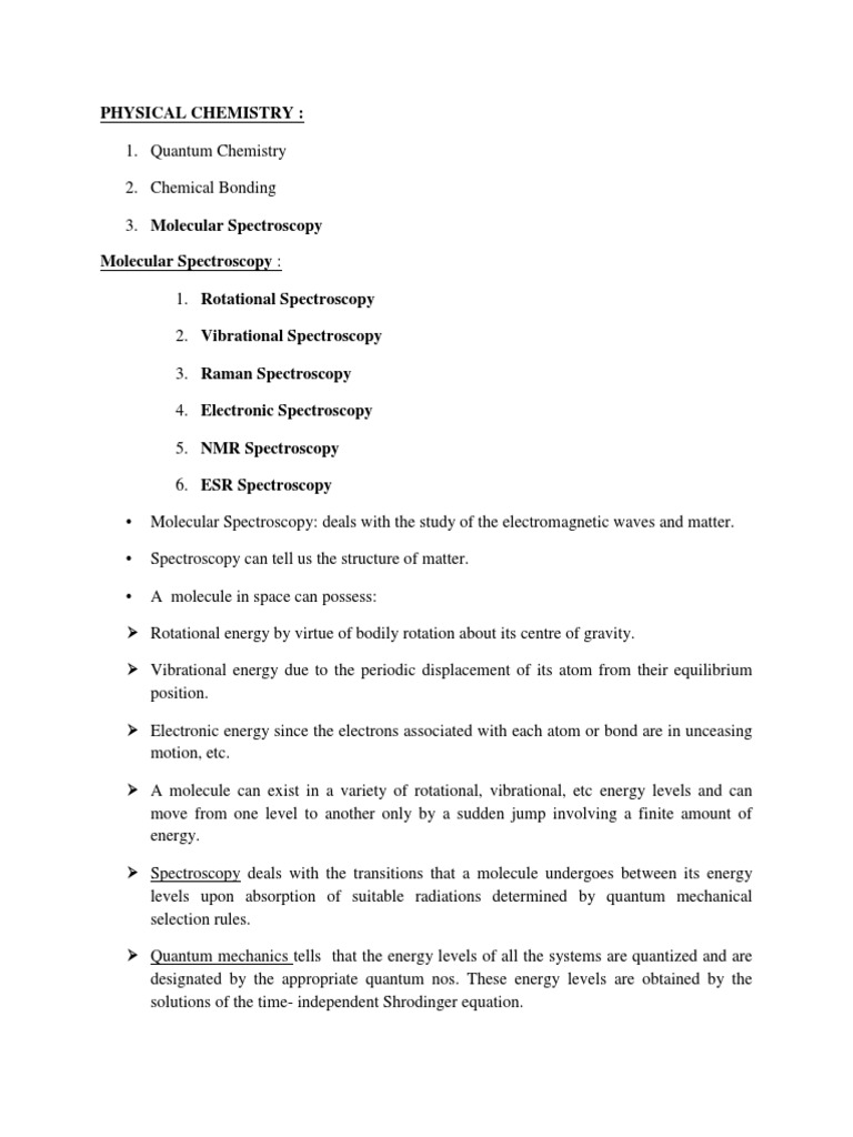 Physical Chemistry | PDF | Spectroscopy | Energy Level