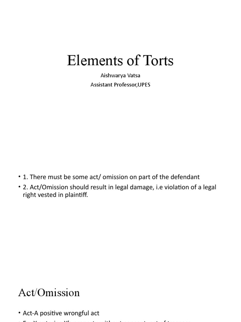 Elements Law of Tort | PDF | Damages | Tort