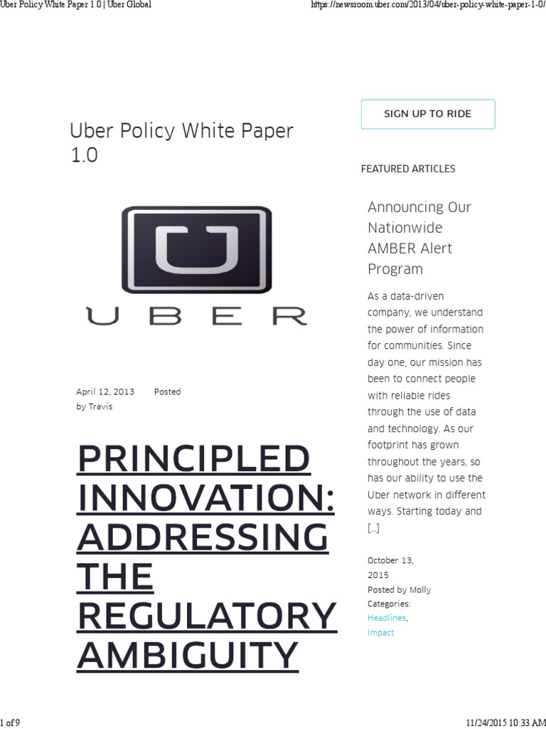 Uber Policy Whitepaper | PDF | Lyft | Carnegie Mellon University