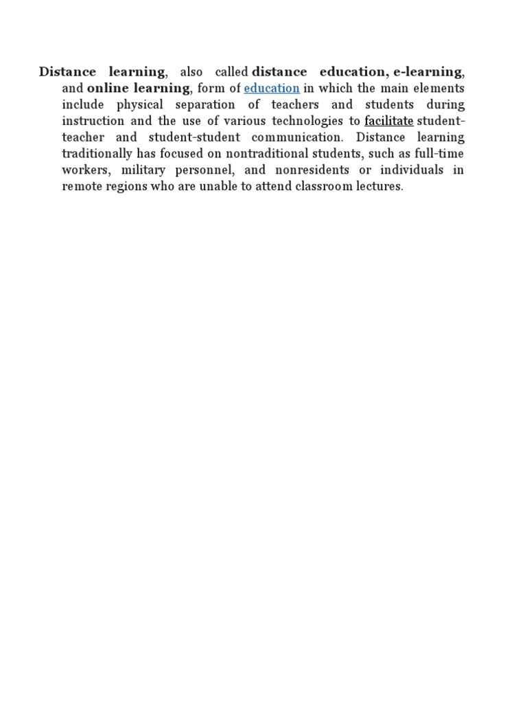 Distance Learning | PDF