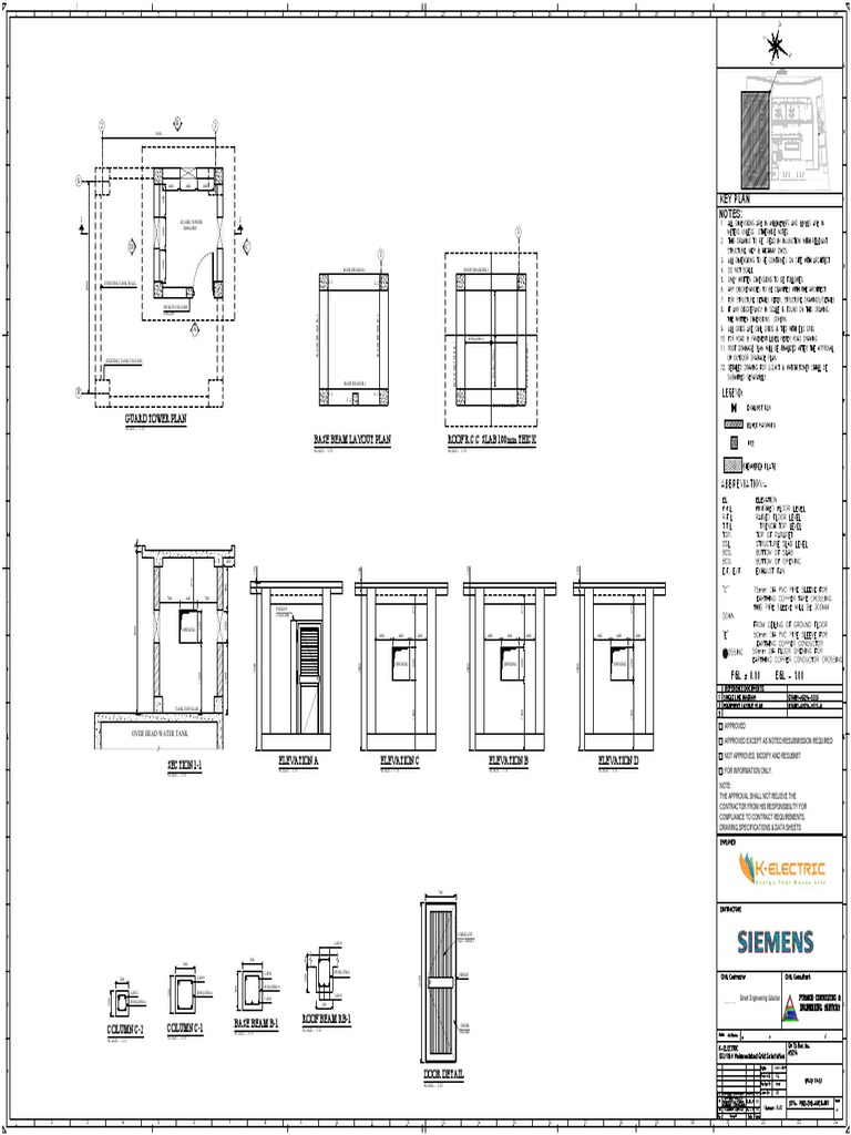 Guard Tower Plan Base Beam Layout Plan Roof R.C.C Slab 100Mm Thick ...