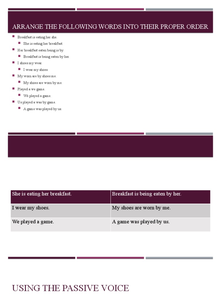 Arrange The Following Words Into Their Proper Order | PDF | Verb ...