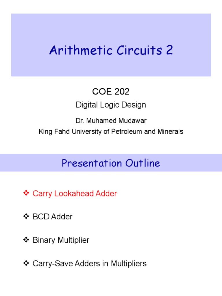 Arithmetic Circuits 2: Digital Logic Design | Download Free PDF | Numbers | Arithmetic