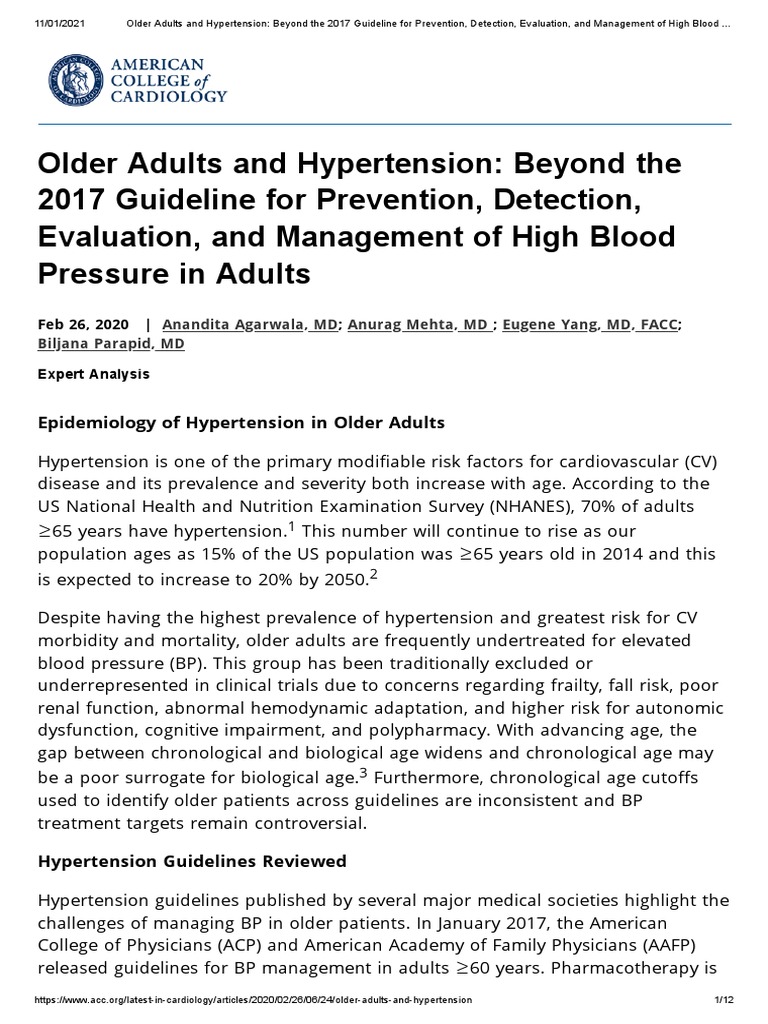Hypertension Management in Older Adults | PDF | Hypertension | Blood ...