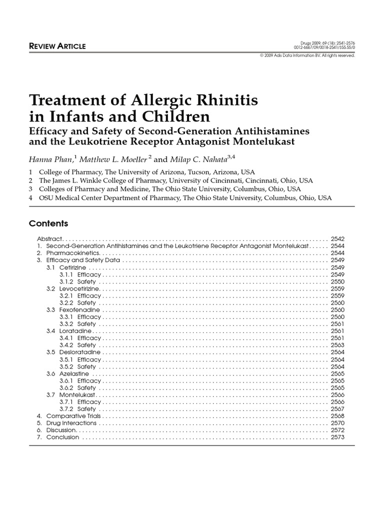 Treatment of Allergic Rhinitis in Infants and Children | PDF | Drugs ...