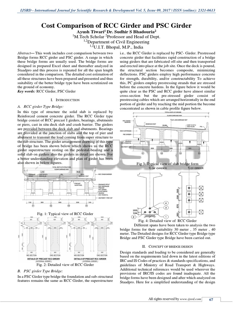 Cost Comparison of RCC Girder and PSC Girder | PDF | Bridge ...