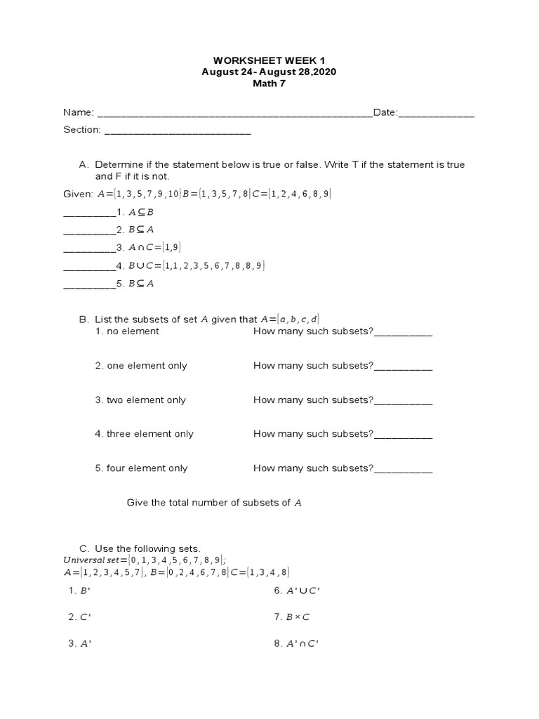 Grade7 Week1 Worksheet | PDF