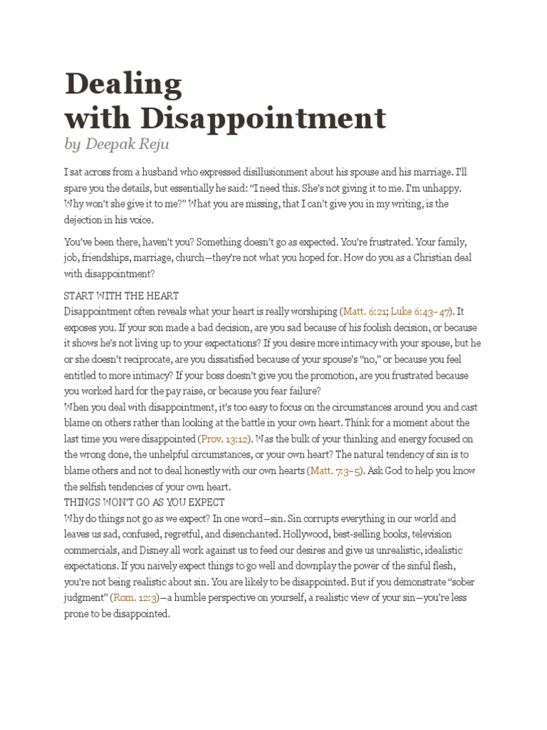 Dealing With Disappointment: by Deepak Reju | PDF | Theology ...