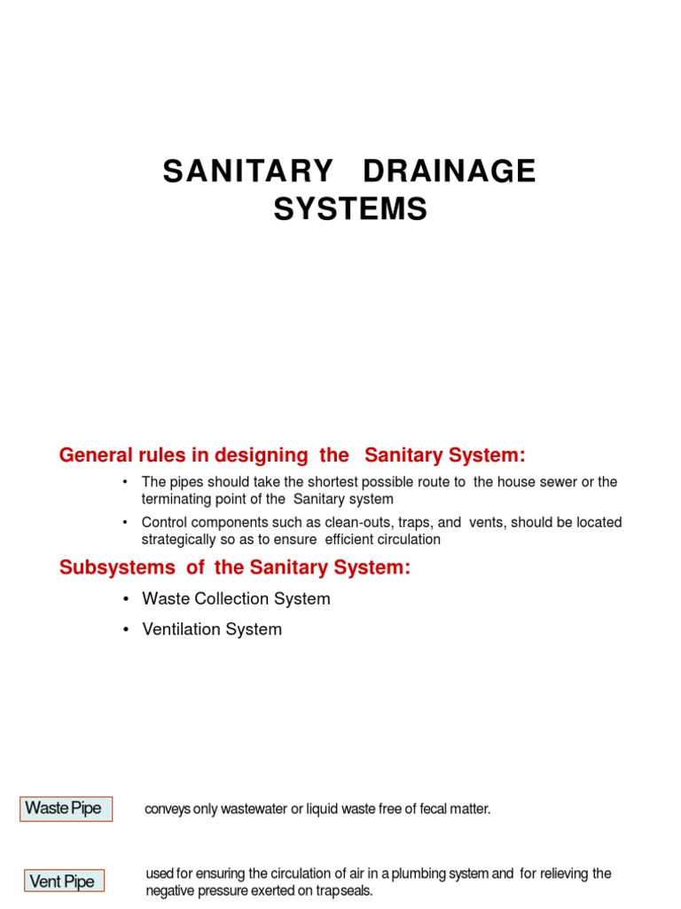 Sanitary Drainage Systems | PDF | Sanitation | Home Appliance
