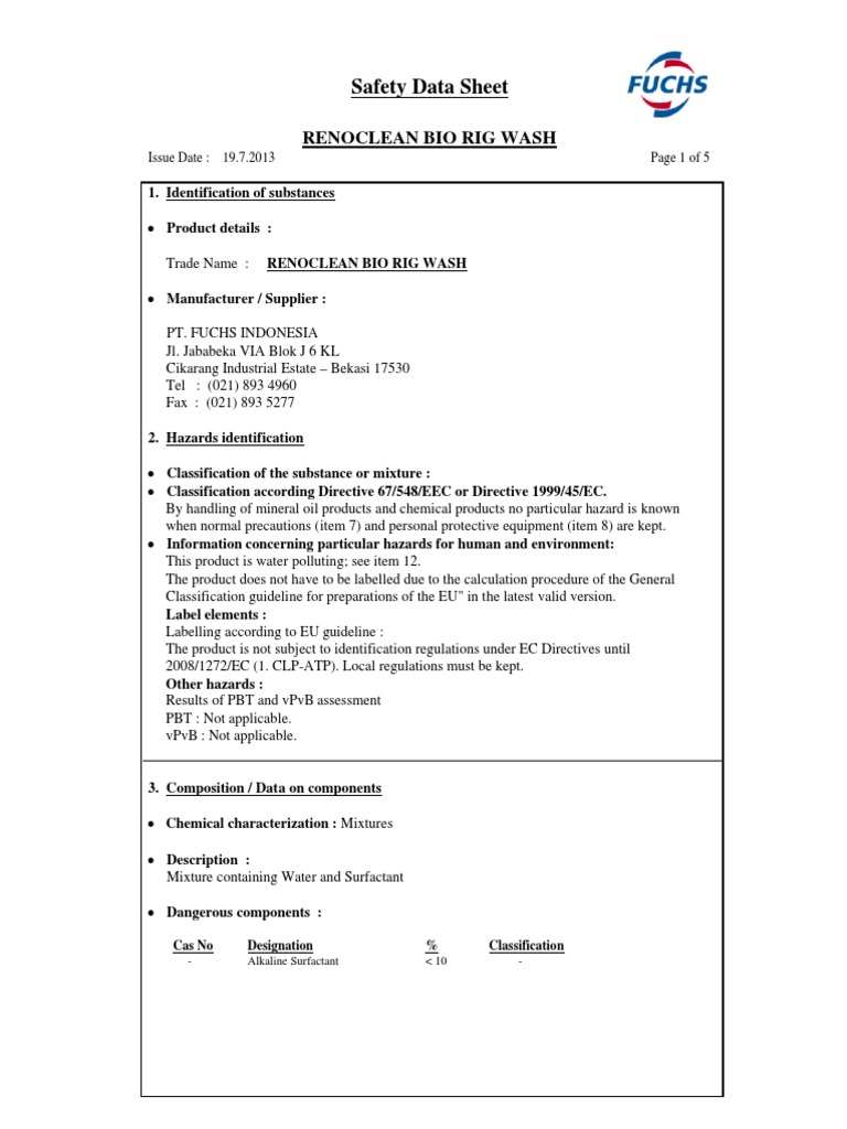 Renoclean Bio Rig Wash | PDF | Firefighting | Toxicity