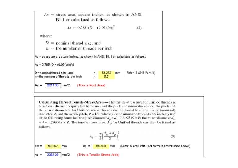 Bolt Area Calculation