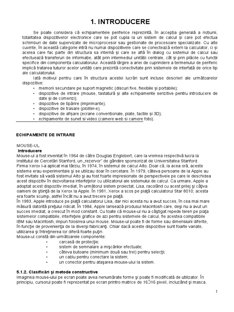 1.dispozitive Periferice Ale Sistemelor de Calcul - Introducere | PDF