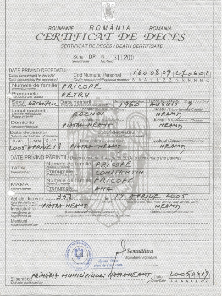 Certificat Deces | PDF