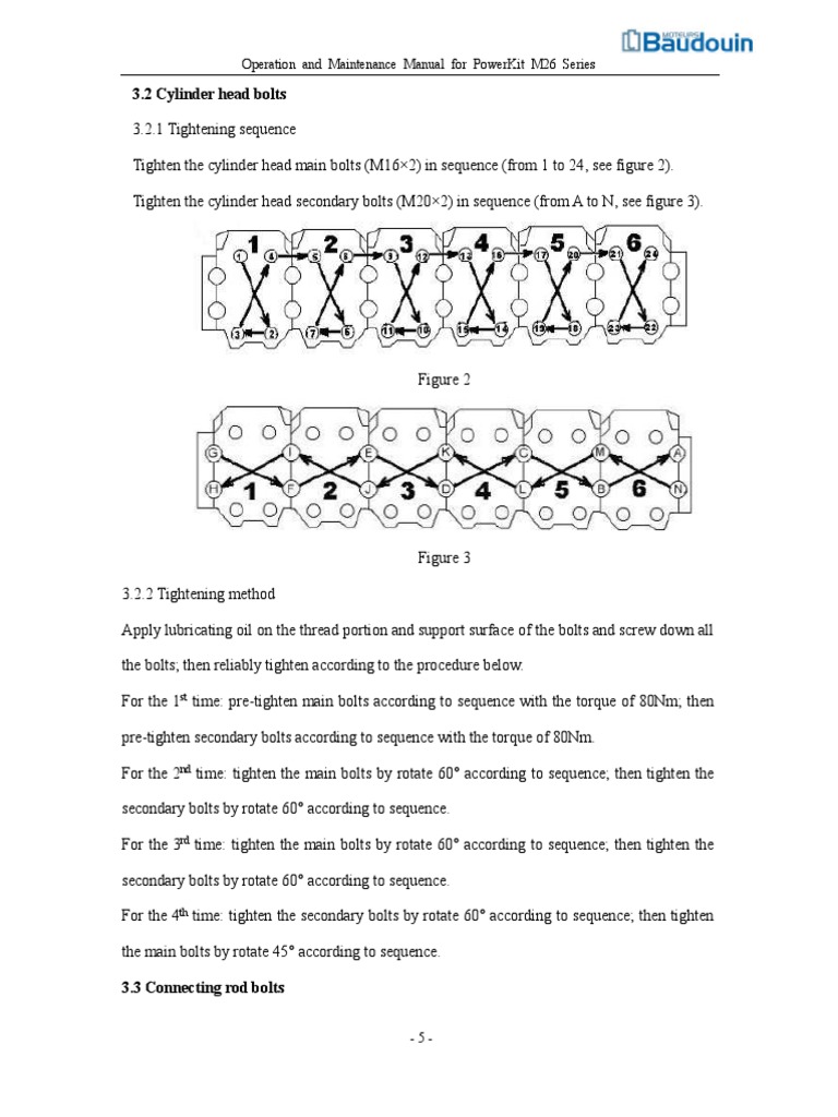 3.2 Cylinder Head Bolts: Operation and Maintenance Manual For Powerkit M26 Series | PDF ...