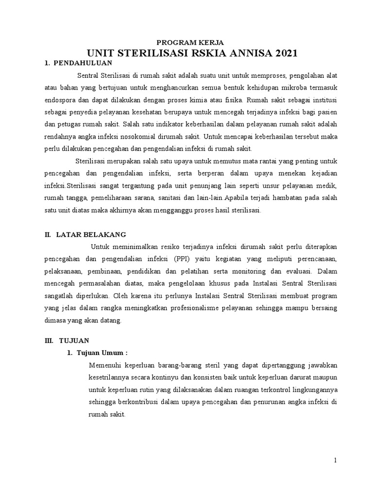 Program Kerja CSSD 2021 | PDF