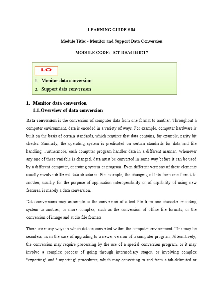 Monitor and Support Data Conversion UC - 3 | PDF | Information ...