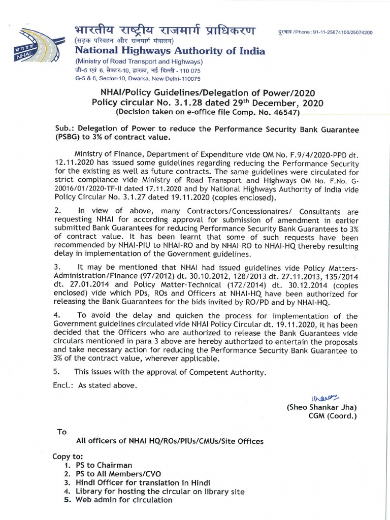 3.1.28 NHAI Circular | PDF