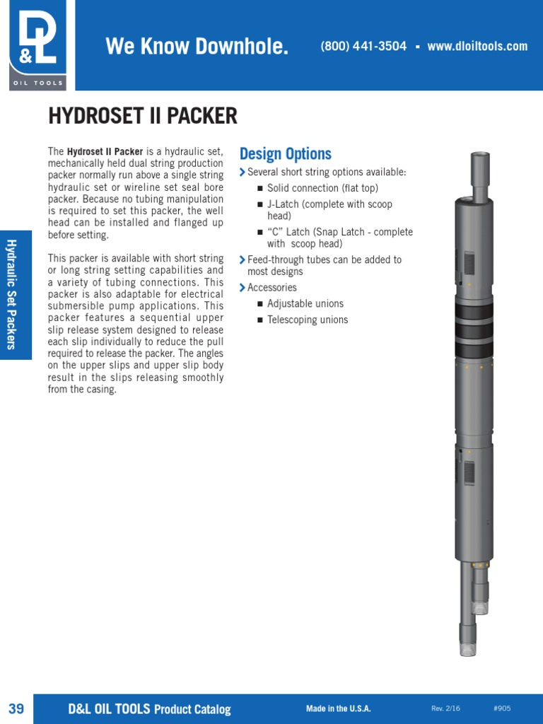 Hydroset Ii Packer: We Know Downhole | PDF | Manufactured Goods | Equipment