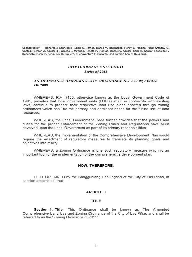 O1053-11 (Zoning Ordinance 2011) | PDF | Building | Hotel And Accommodation